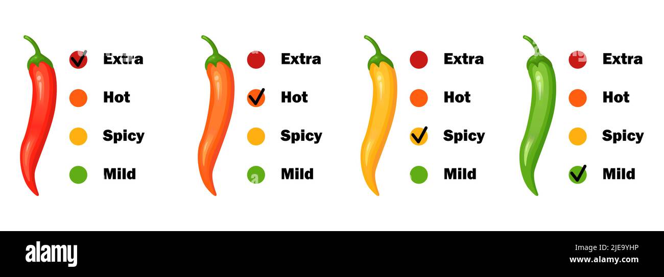Hot spicy level with flame pepper. Infographic design template with red ...
