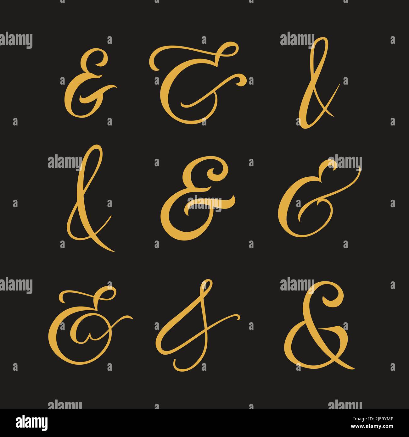 Typography script ampersand. Flourish lettering element for wedding ...