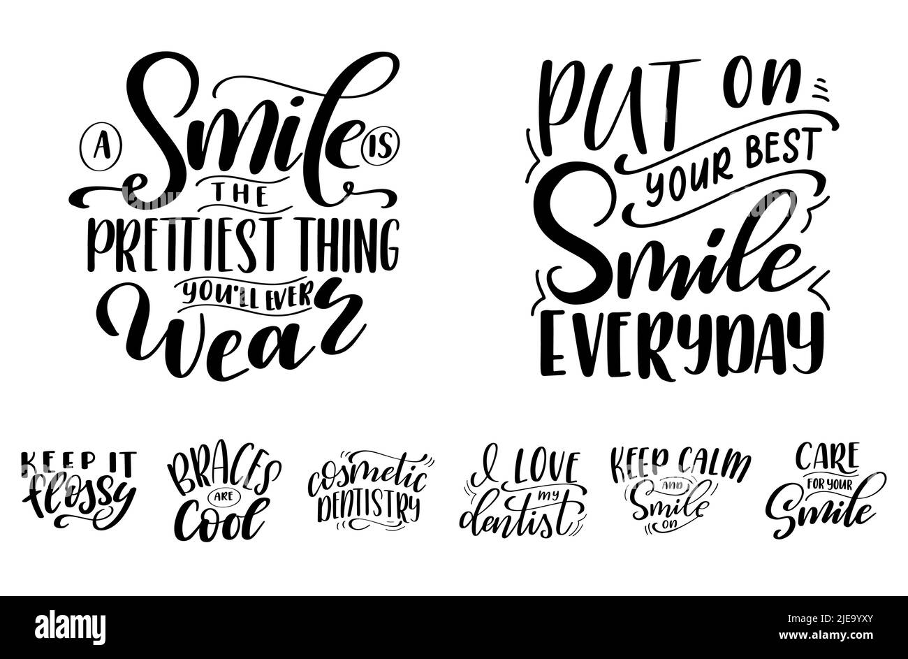 Dental care hand drawn quote. Typography lettering for poster. Dentists ...