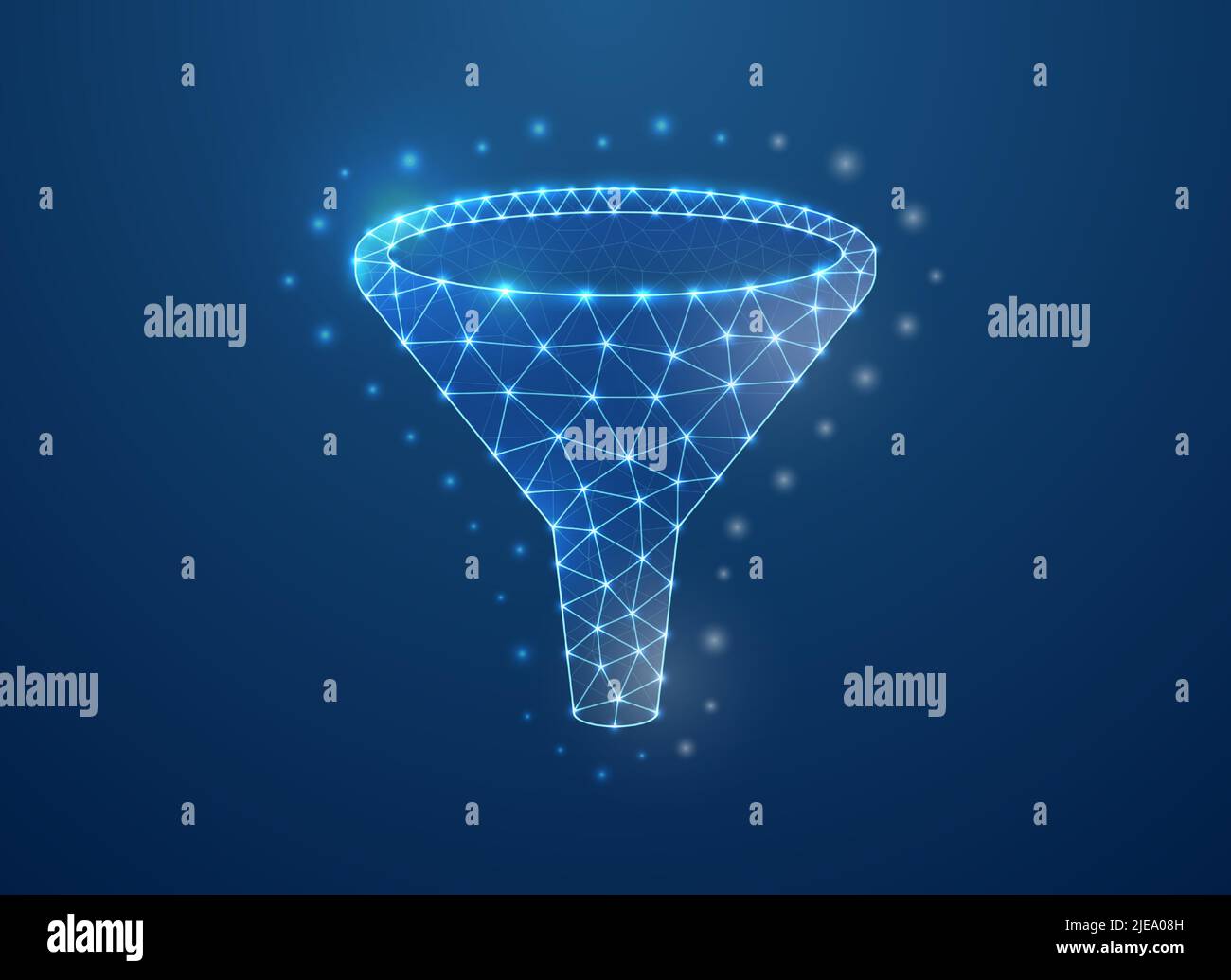 Funnel 3d symbol in blue low poly style. Data filter, sale strategy ...