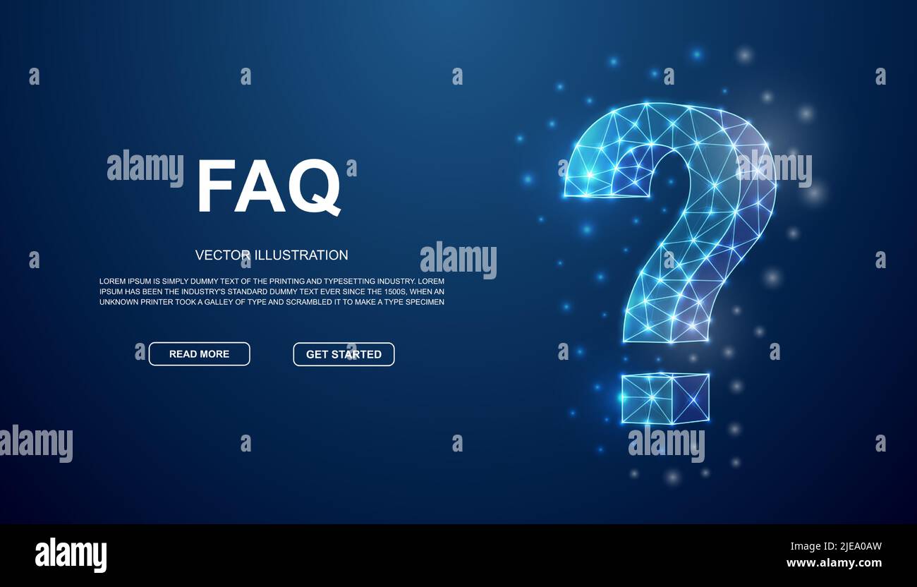 Question mark 3d low poly symbol with connected dots for blue landing ...