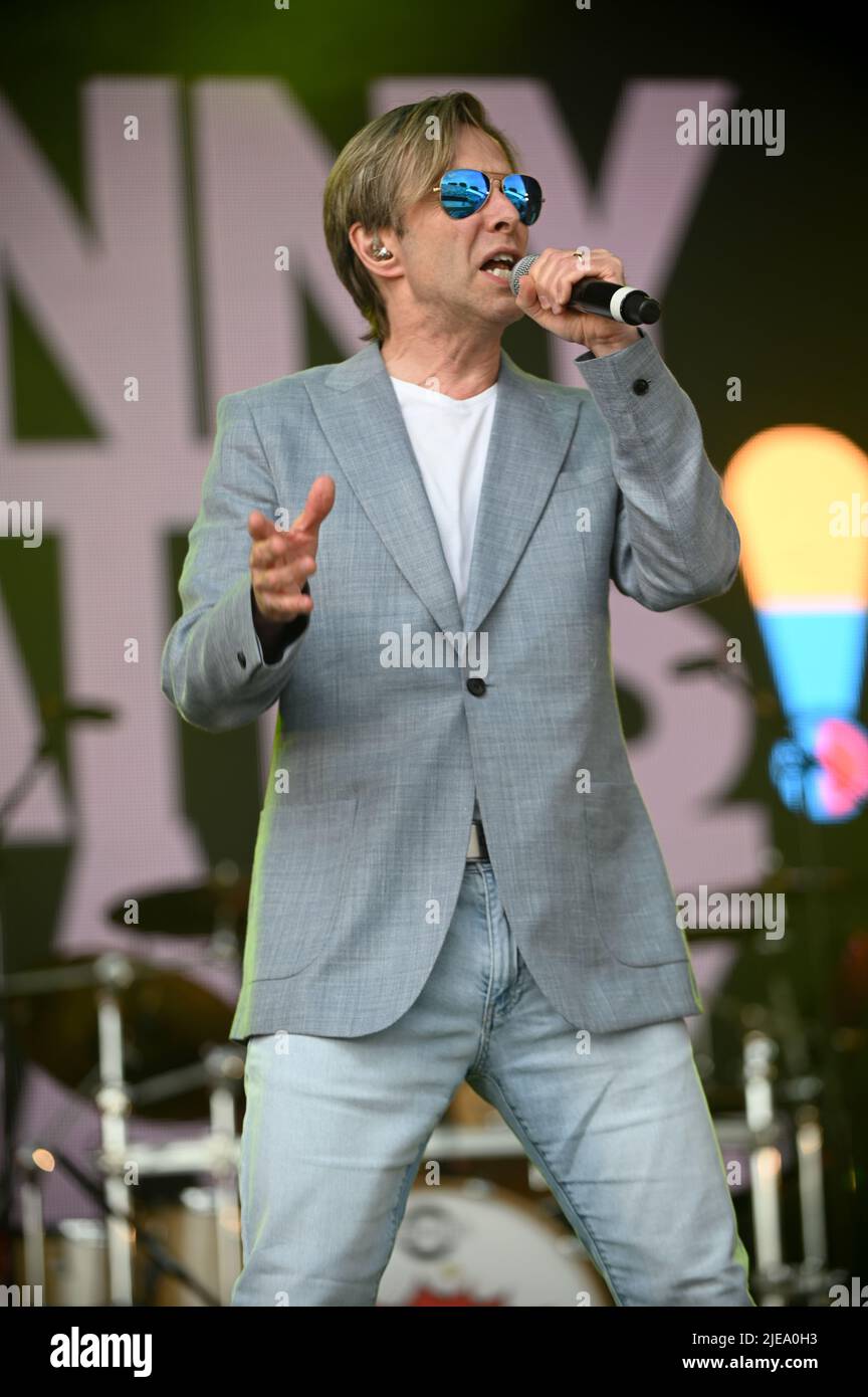Leeds, UK. 25th June, 2022. Clark Datchler lead singer of Johnny Hates ...