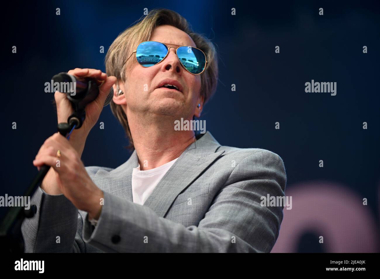 Leeds, UK. 25th June, 2022. Clark Datchler lead singer of Johnny Hates ...