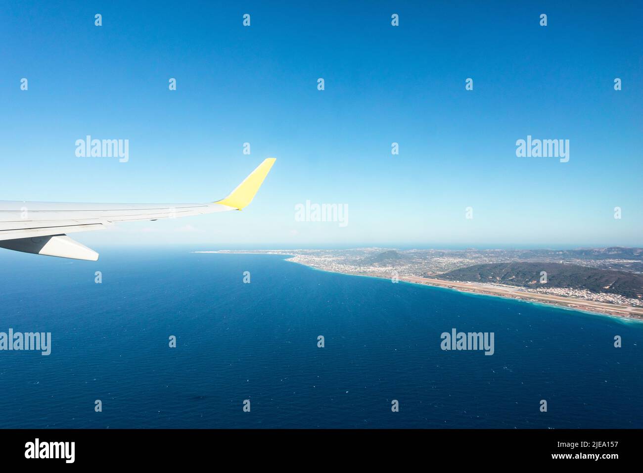 View from the airplane window to the sea during takeoff Stock Photo - Alamy