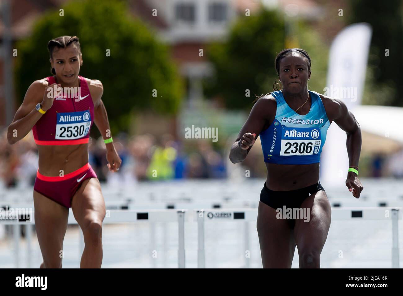 Belgian Nafissatou Nafi Thiam and Belgian Anne Zagre pictured in action ...