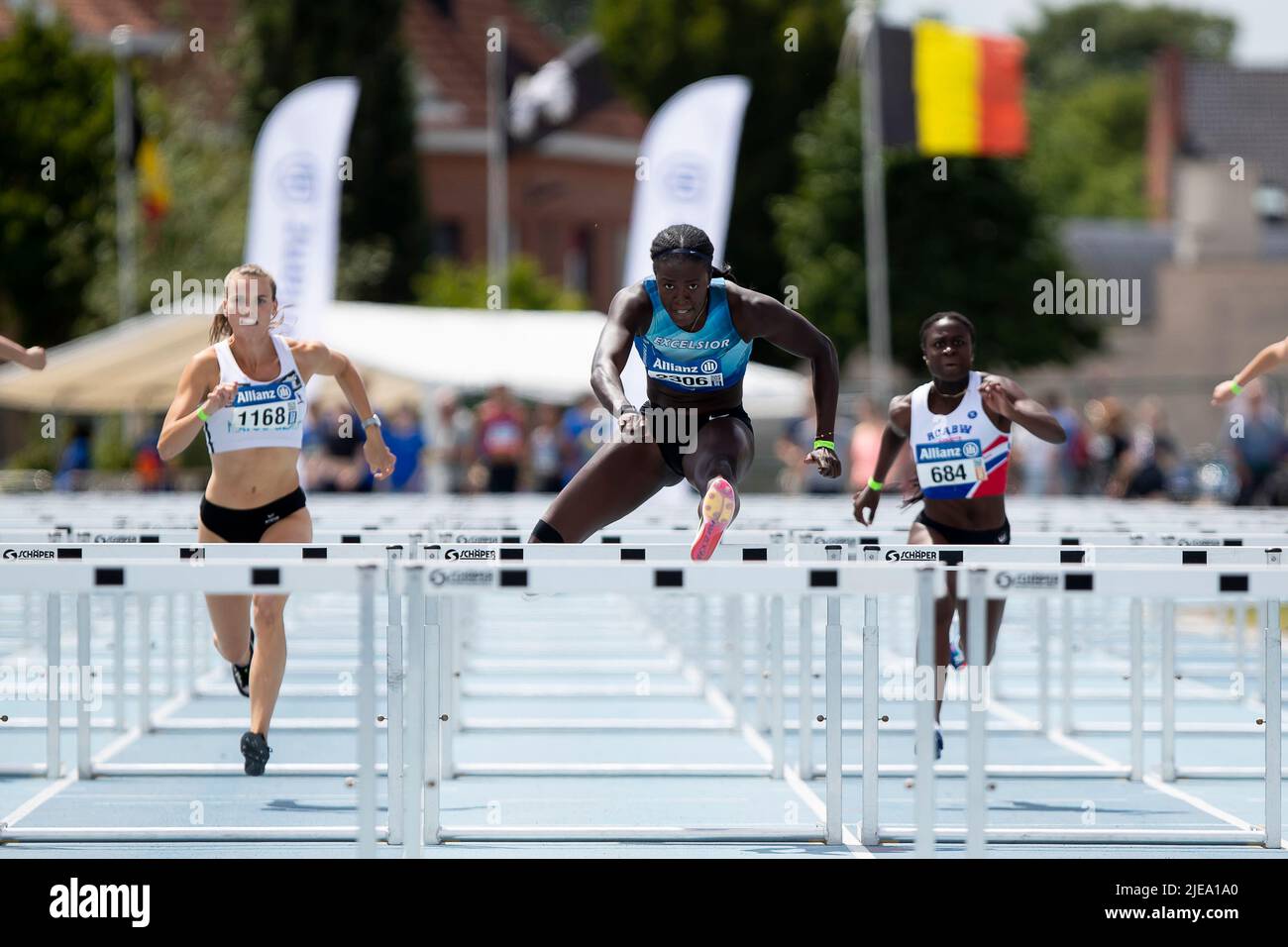Belgian Anne Zagre (C) pictured in action during the women's 100m ...