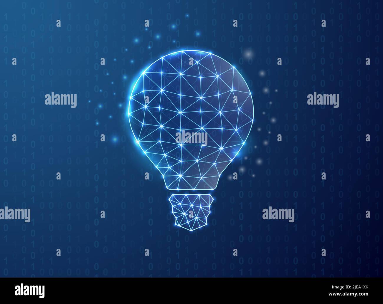 Light Bulb Polygonal Symbol With Binary Code Background Idea Concept