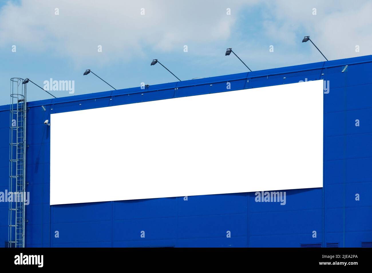 Mock up template. Big horizontal white blank signboard, advertising ...