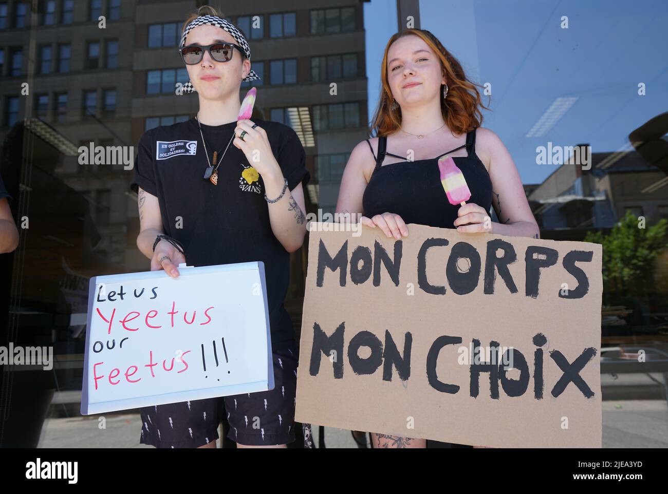 Pro-choice protest demonstration in downtown Montreal.Quebec,Canada ...