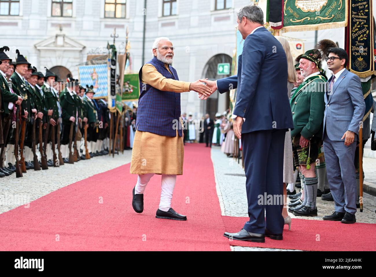 Munich, Germany. 26th June, 2022. Markus Söder (r, CSU), Bavarian ...