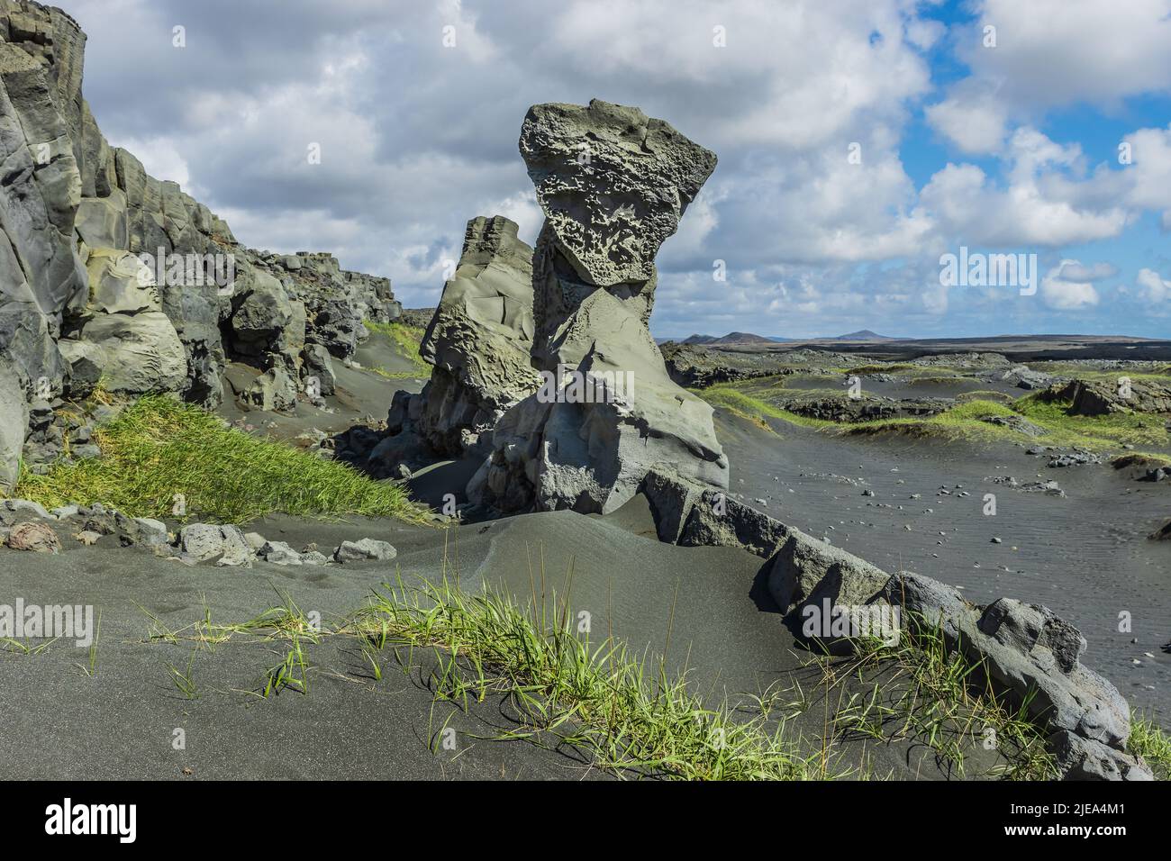 Landscape on Iceland. Lava rocks and lava sand from Reykjanes Peninsula ...