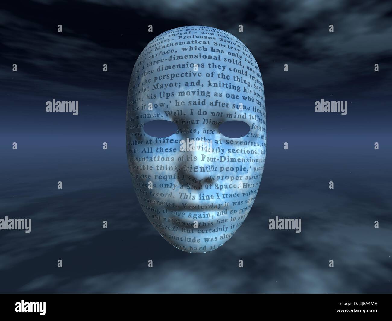 Surreal face with text. 3D rendering Stock Photo - Alamy
