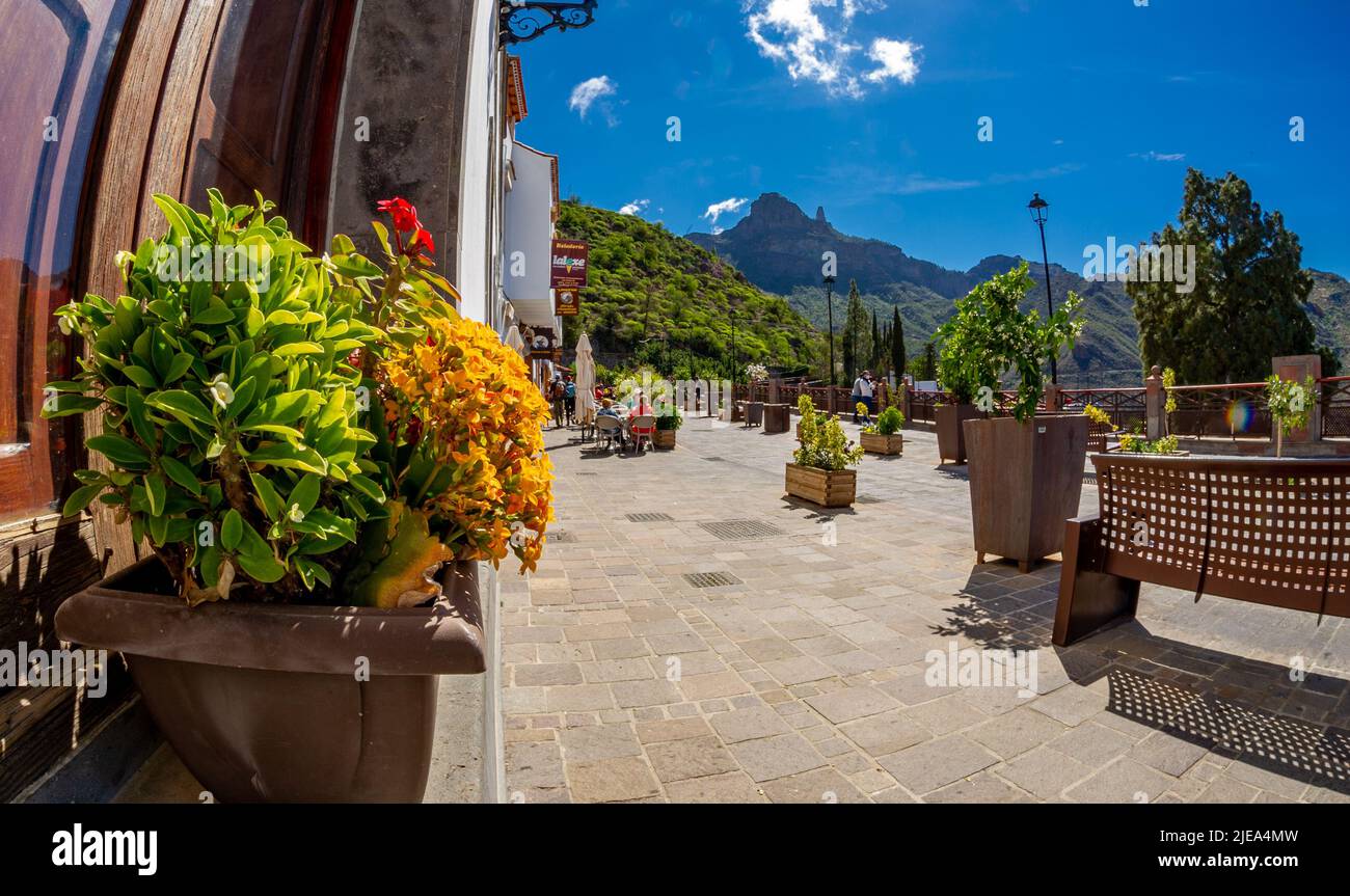15 February 2022 Tejeda Gran Canary mountain town with charming streets ...
