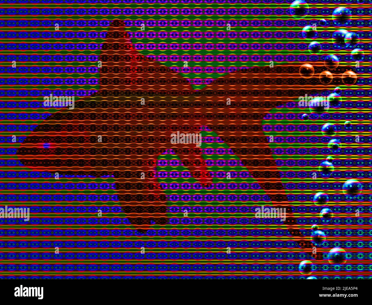 Vivid psychedelic fish. Abstract colorful background. 3D rendering ...