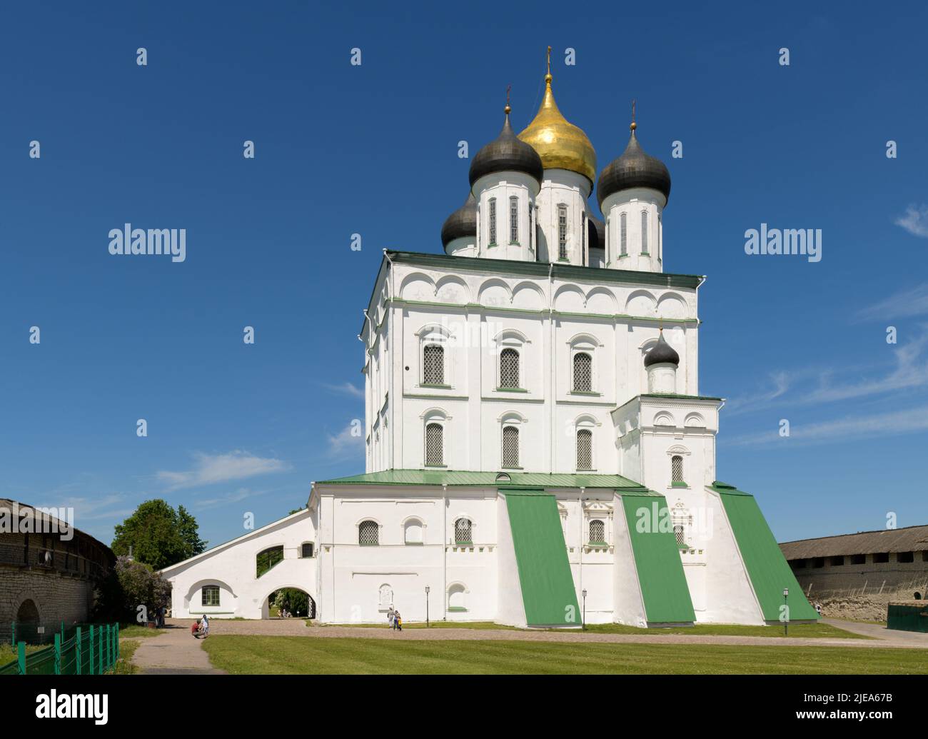 Trinity Cathedral in Pskov Krom or Kremlin. Pskov, Russia Stock Photo ...