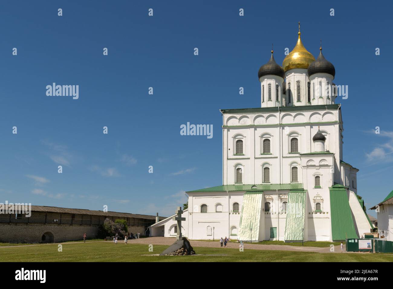 Trinity Cathedral in Pskov Krom or Kremlin. Pskov, Russia Stock Photo ...