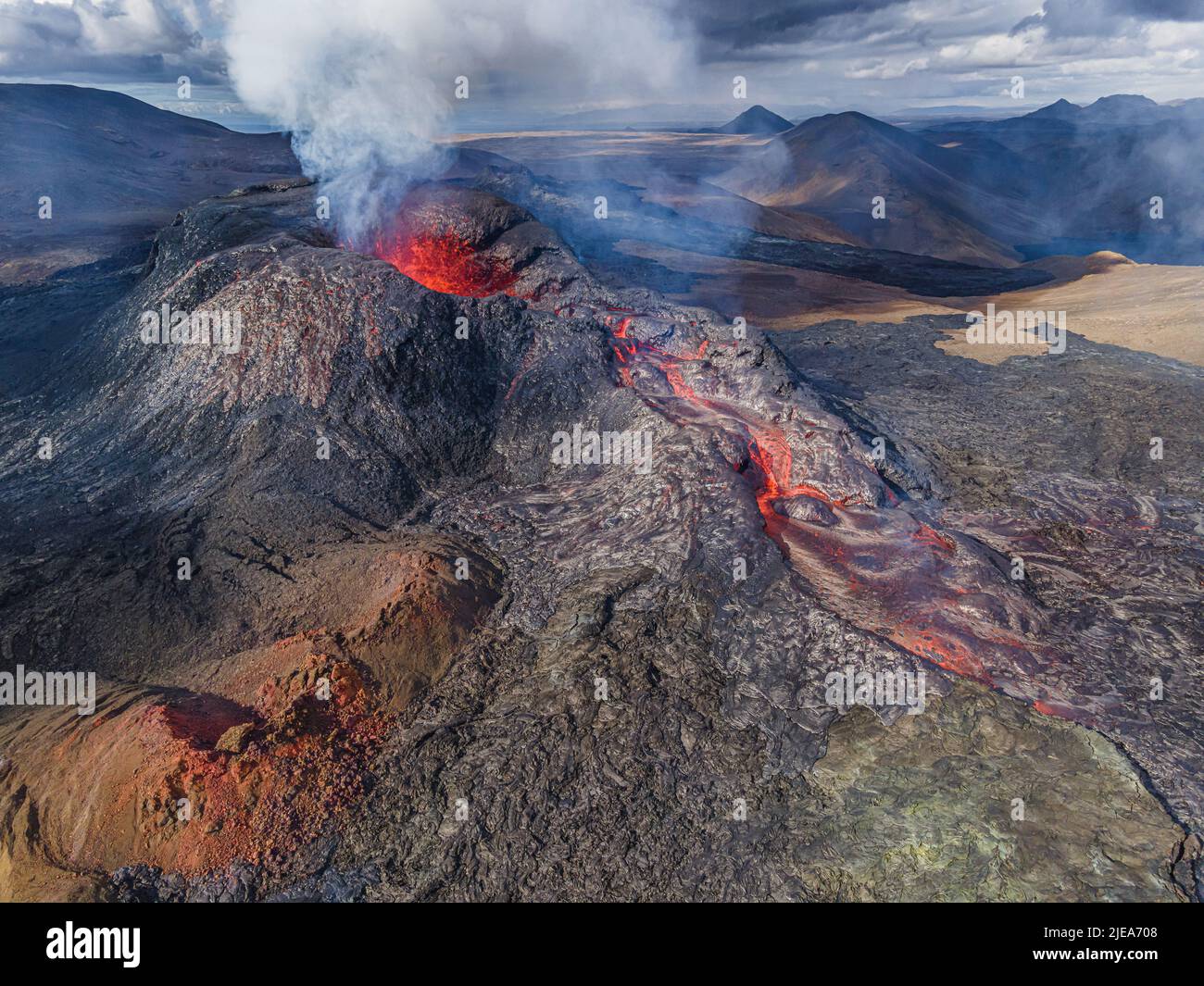 Liquid magma flows from volcanic hi-res stock photography and images ...