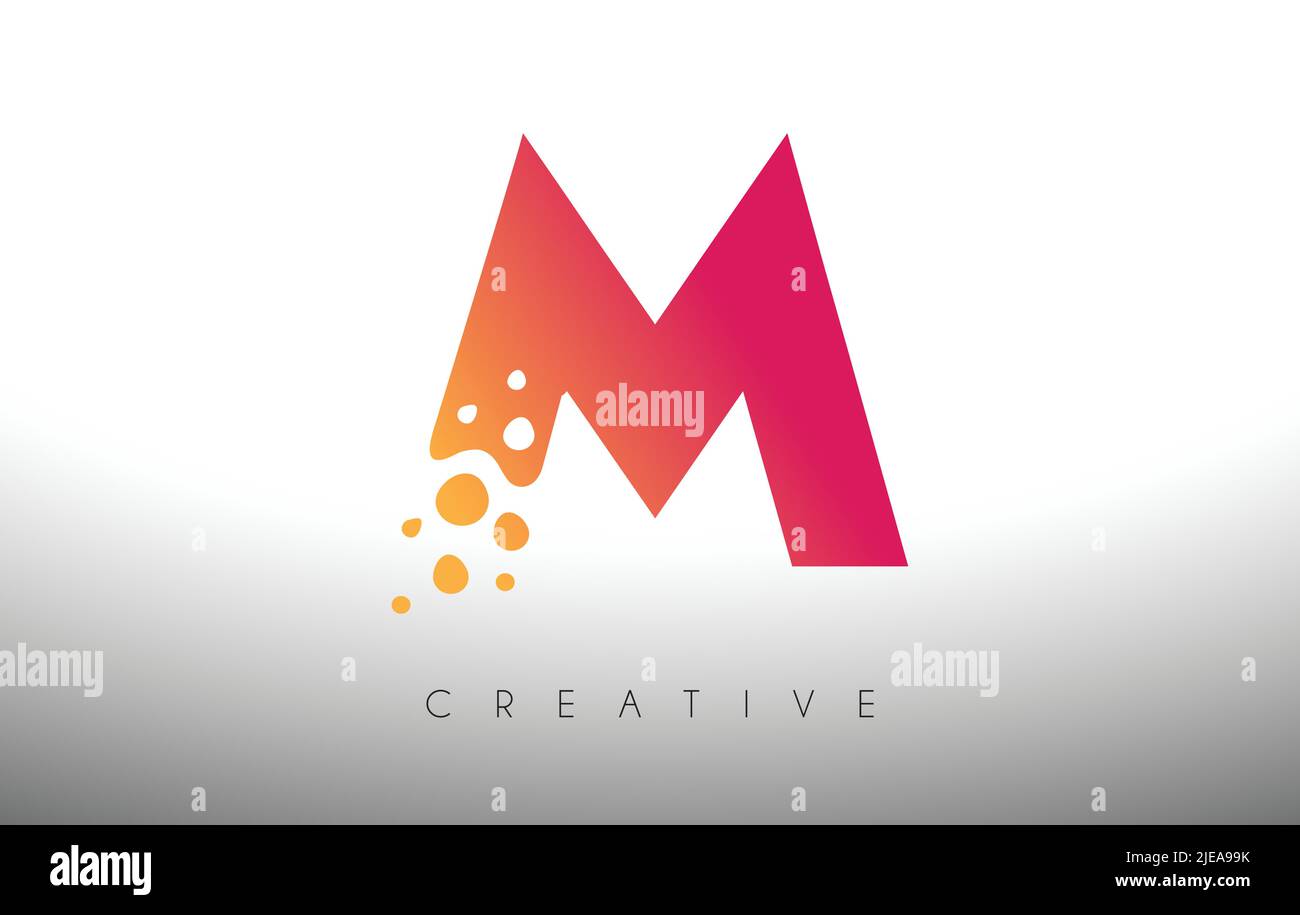 M Dots Letter Logo Design with Creative Artistic Bubble Cut in Purple ...