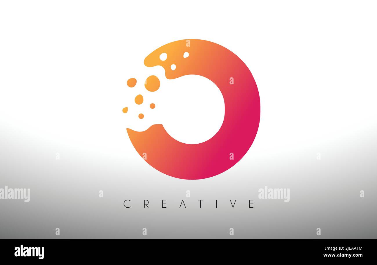 O Dots Letter Logo Design with Creative Artistic Bubble Cut in Purple ...