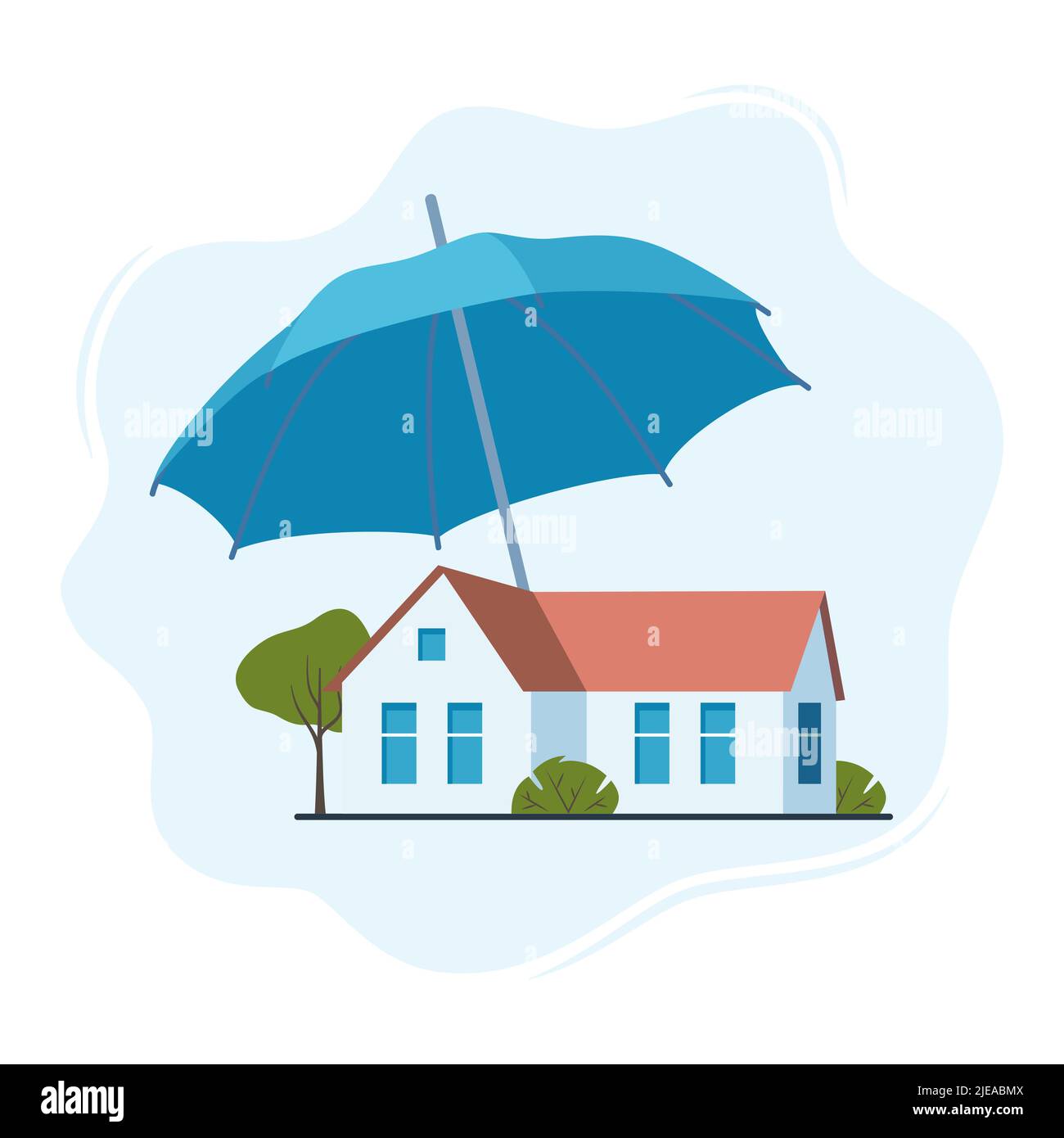 House insurance concept. Real estate protection, flat cartoon house ...