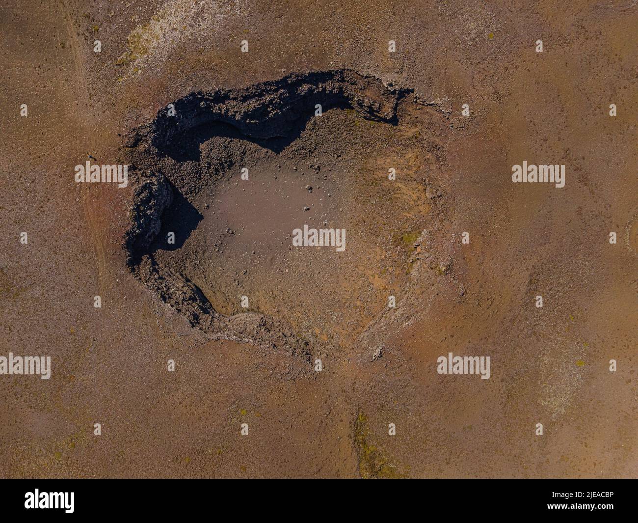 Crater landscape on Reykjanes Peninsula of Iceland. Brown sand on earth ...