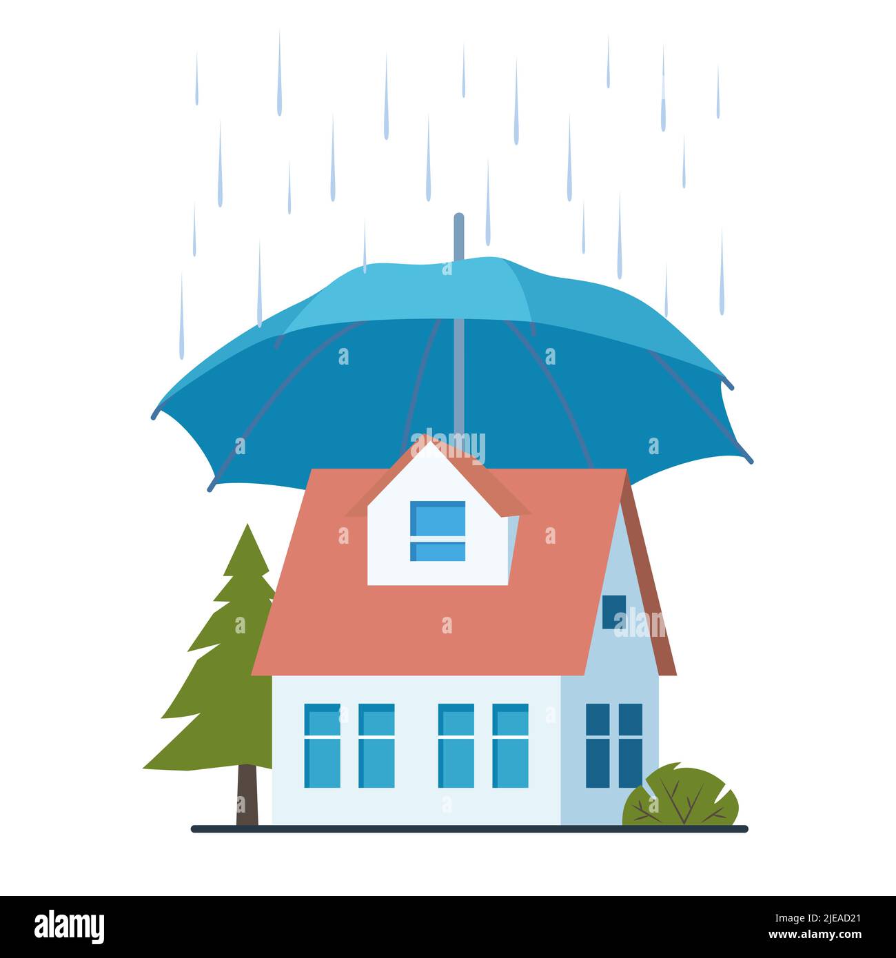 House insurance concept. Real estate protection, flat cartoon house ...