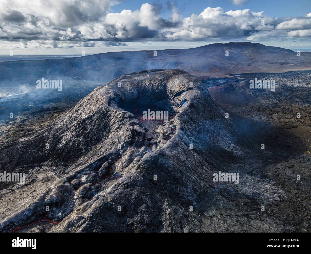Volcano on the Reykjanes Peninsula of Iceland. active volcanic crater ...