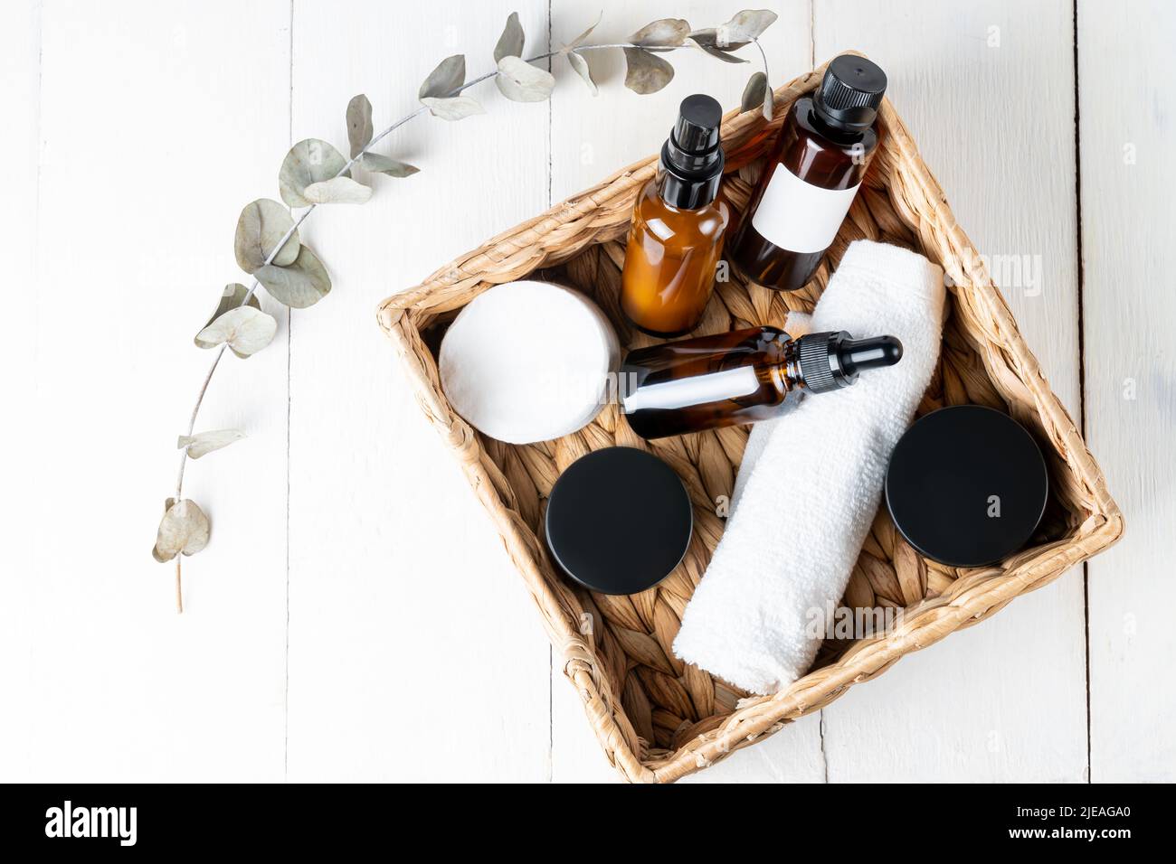 Gift set spa facial and body skin care products. Lotion, essential oil ...