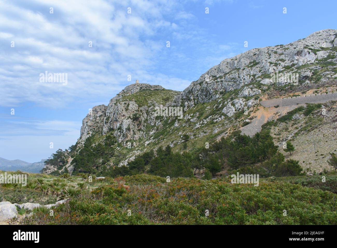 Albercutx watchtower (Talaia d'Albercuix) on top of mountain in ...