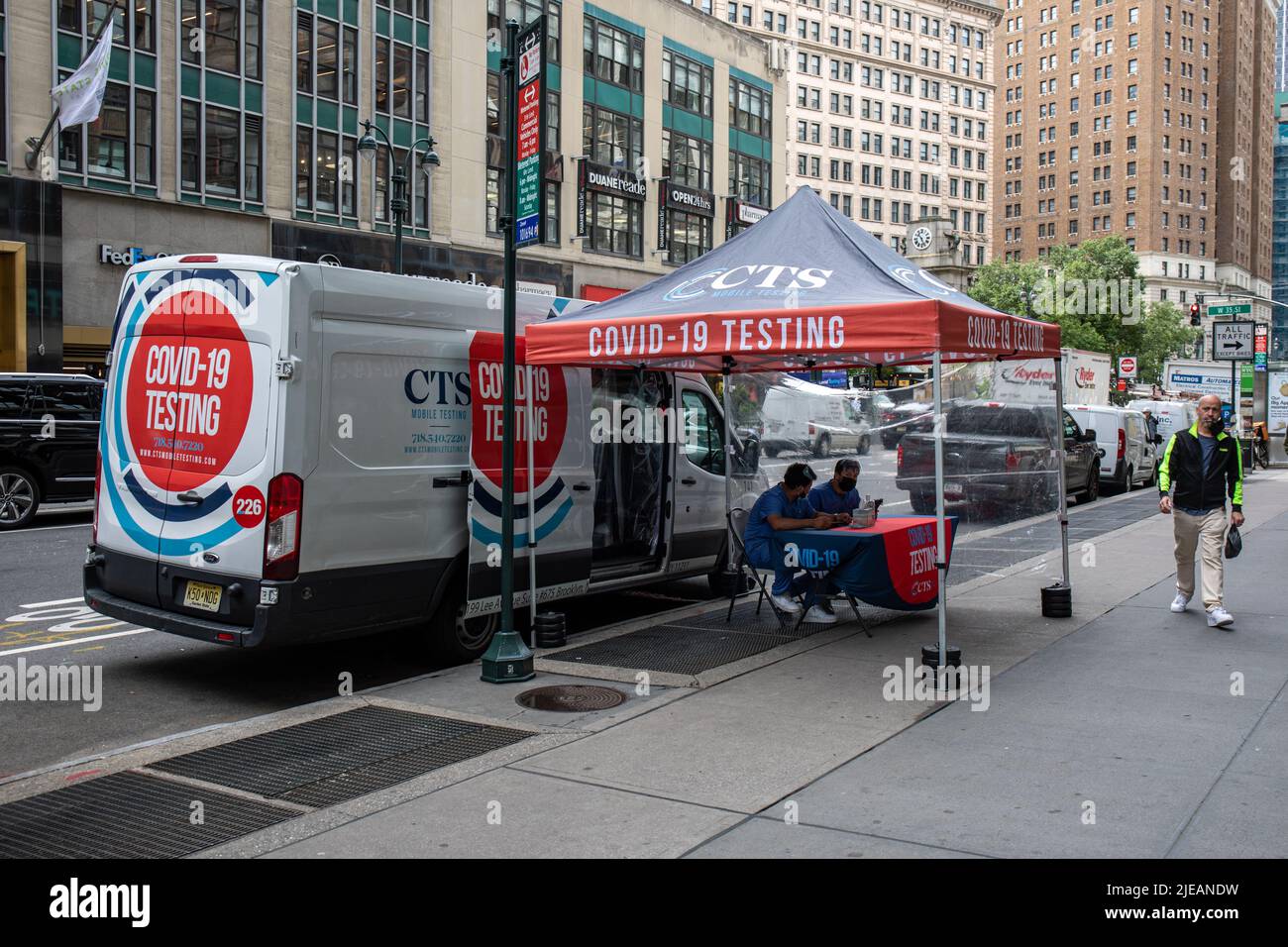 CTS Covid-19 mobile testing unit in Midtown Manhattan, New York City ...
