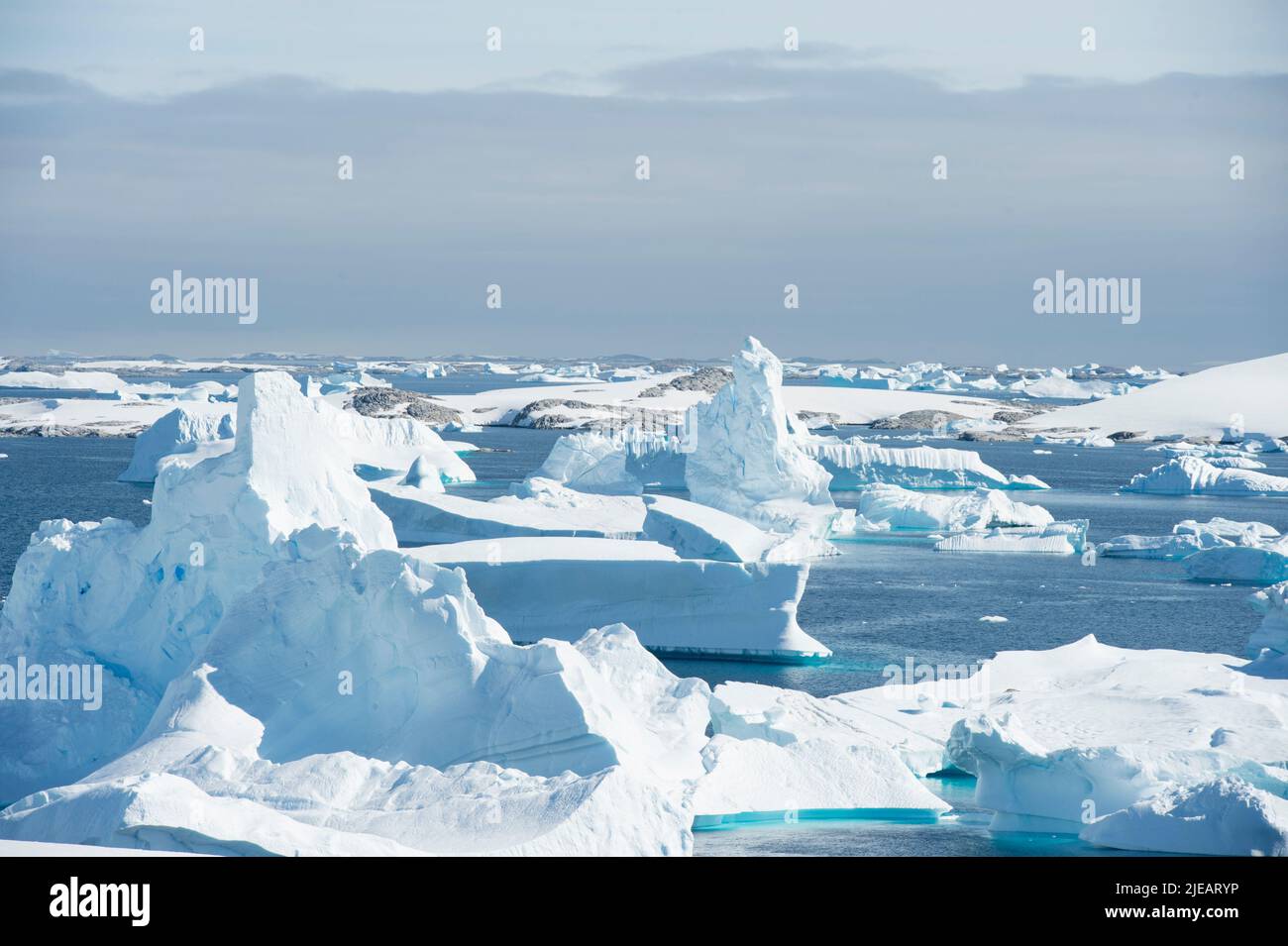 The Iceberg graveyard, Pleneau bay Port Charcot Antarctic peninsula ...