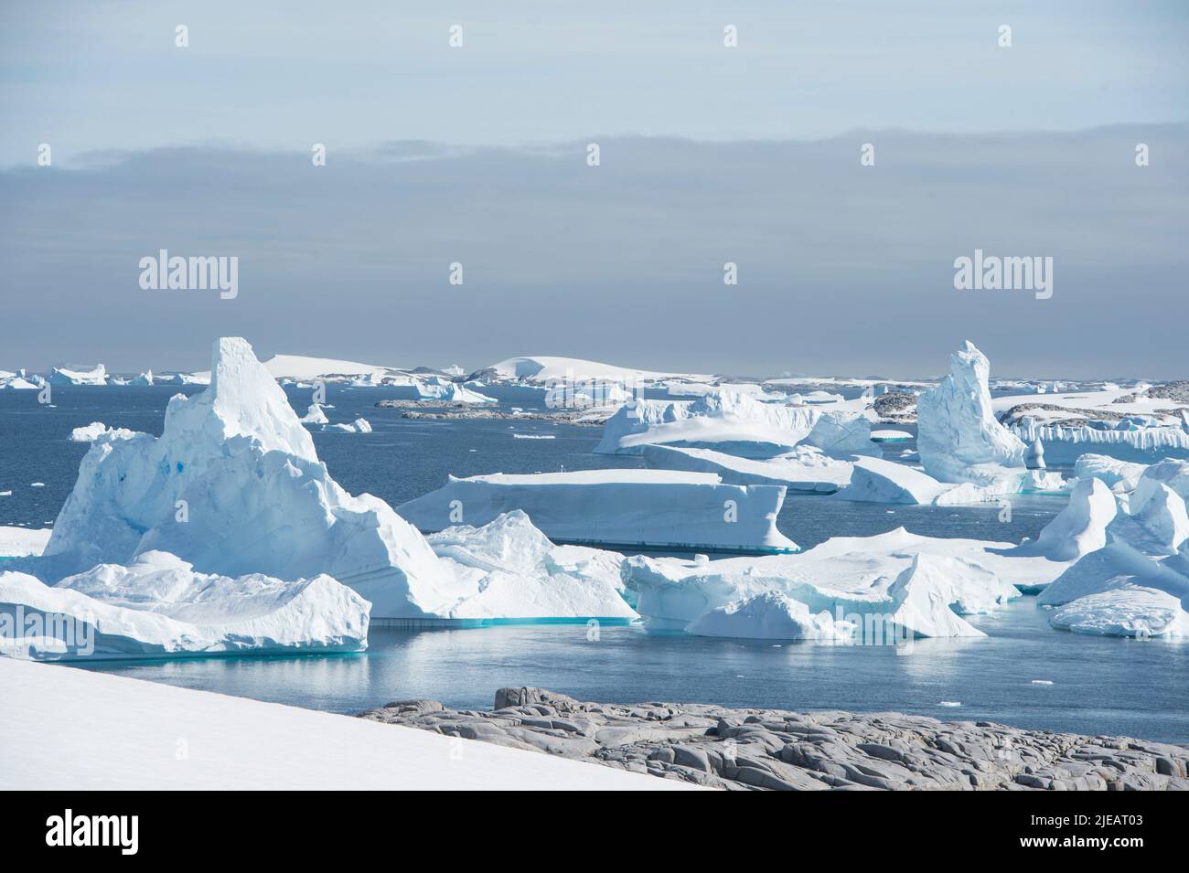 The Iceberg graveyard, Pleneau bay Port Charcot Antarctic peninsula ...