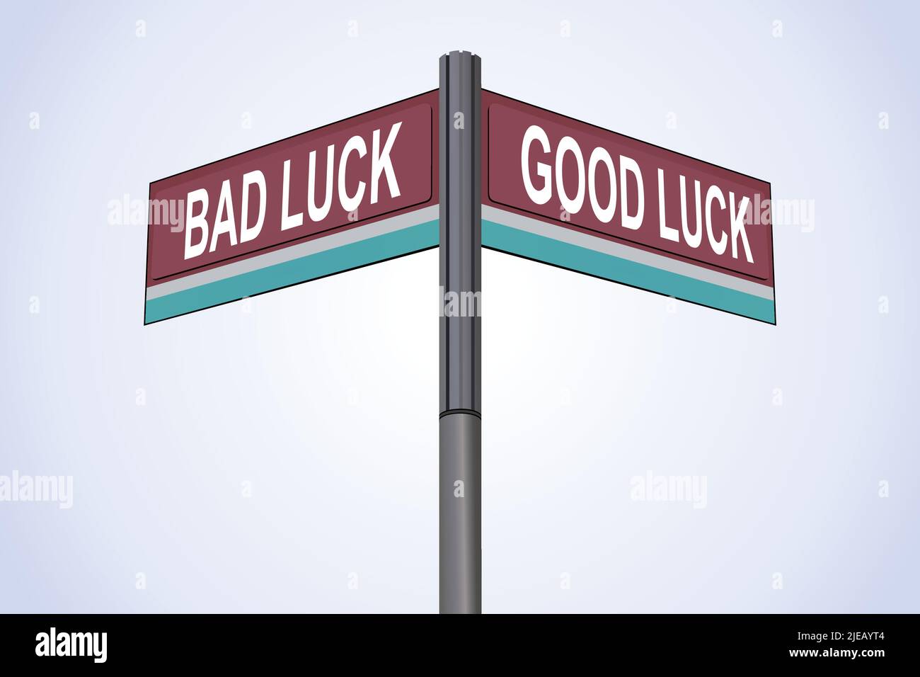 Bad Luck on one side with Good Luck another direction, chrome road sign ...