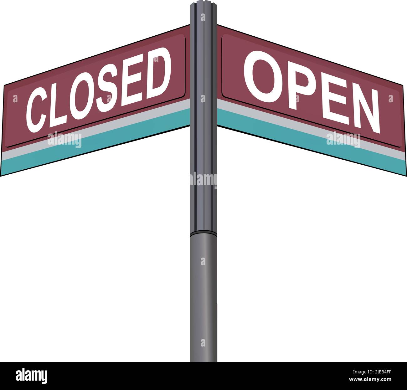 Closed on one side with Open another direction, chrome road sign, with ...