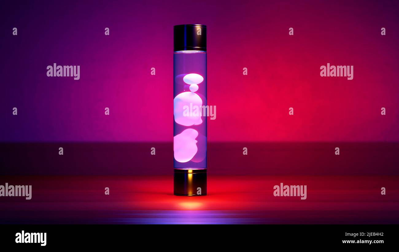 pink colorful lava lamp glowing on the floor - object 3D illustration ...