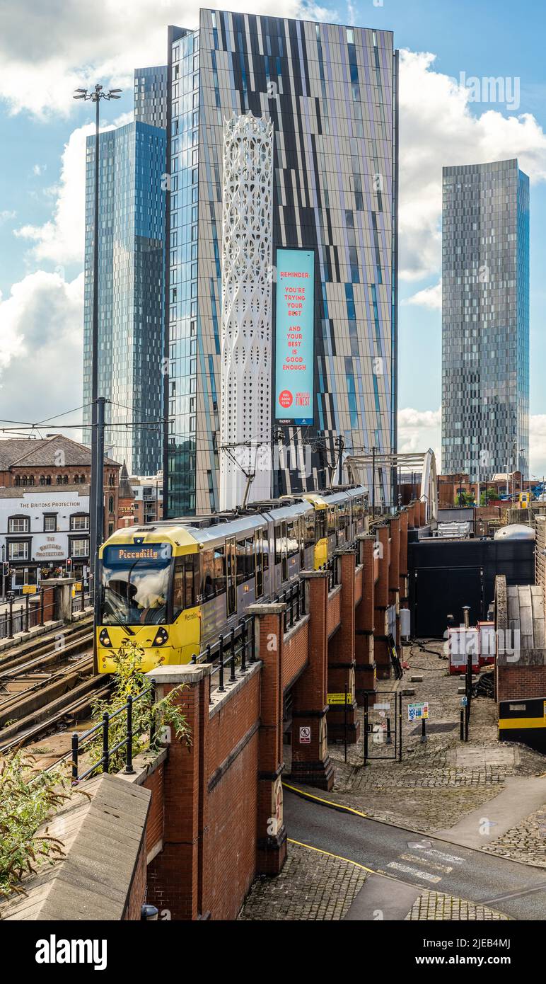 tower blocks and railway Stock Photo - Alamy