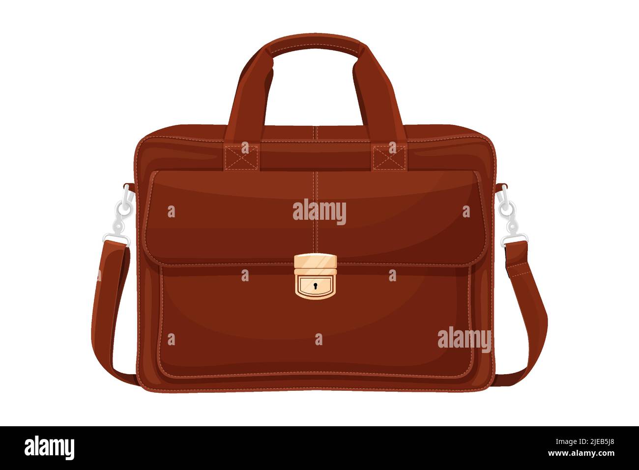 Elegant, modern leather briefcase with handle. Brown Suitcase. Office ...
