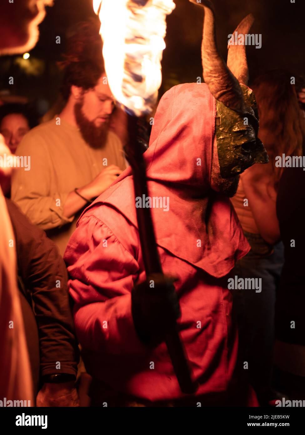 Palma de Mallorca, Spain; June 23rd 2022: Demon portrait holding a ...