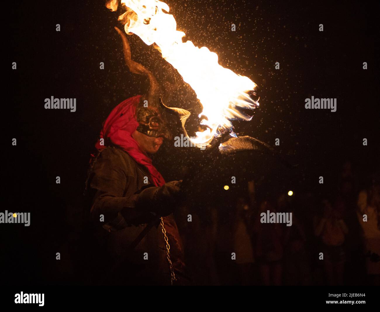 Palma de Mallorca, Spain; June 23rd 2022: Demon portrait holding a ...
