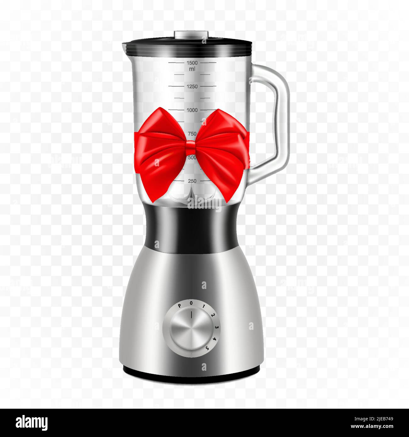 Blender with red ribbon and bow. 3D rendering. Gift concept. Realistic ...