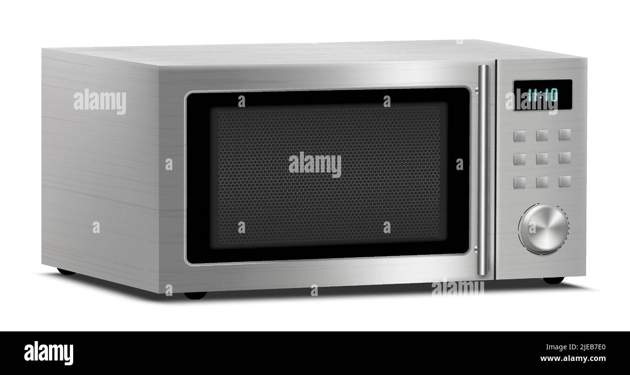 Realistic Microwave Isolated on White Background. Side View of ...