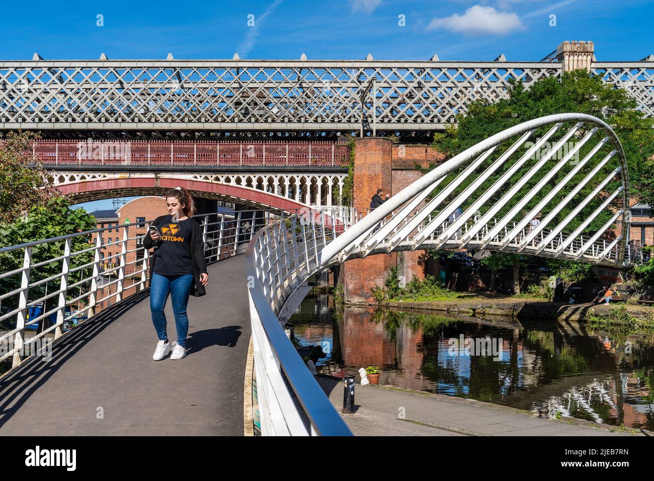 old and new bridges castlefield Stock Photo - Alamy
