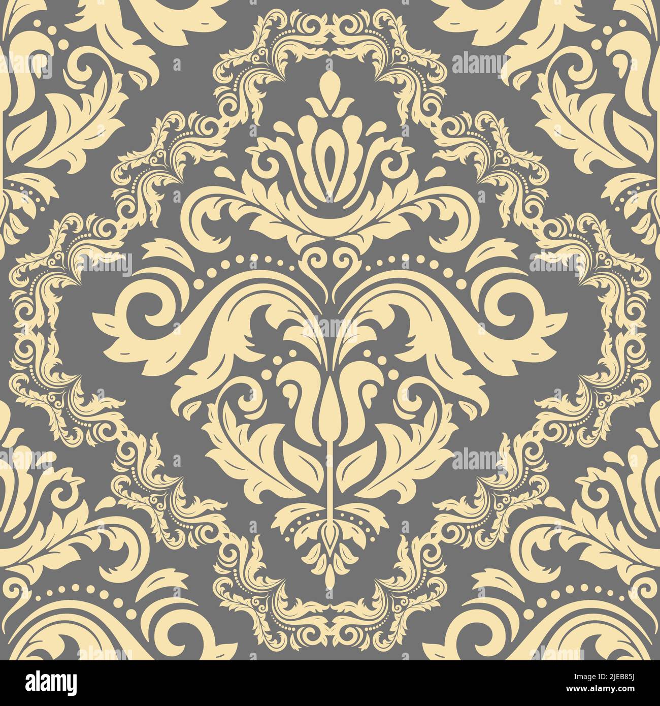 Classic seamless vector pattern. Damask orient ornament. Gray and ...