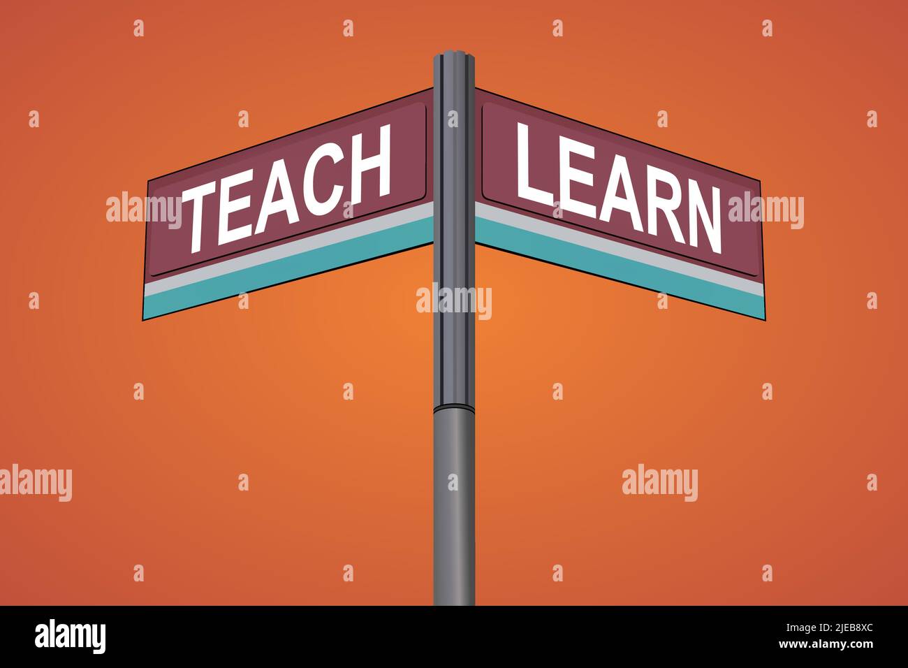 Teach on one side with Learn another direction, chrome road sign, with ...