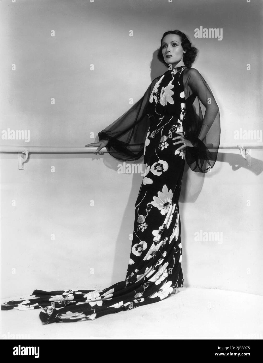 DOLORES DEL RIO Portrait by ELMER FRYER in dress designed by ORRY-KELLY ...