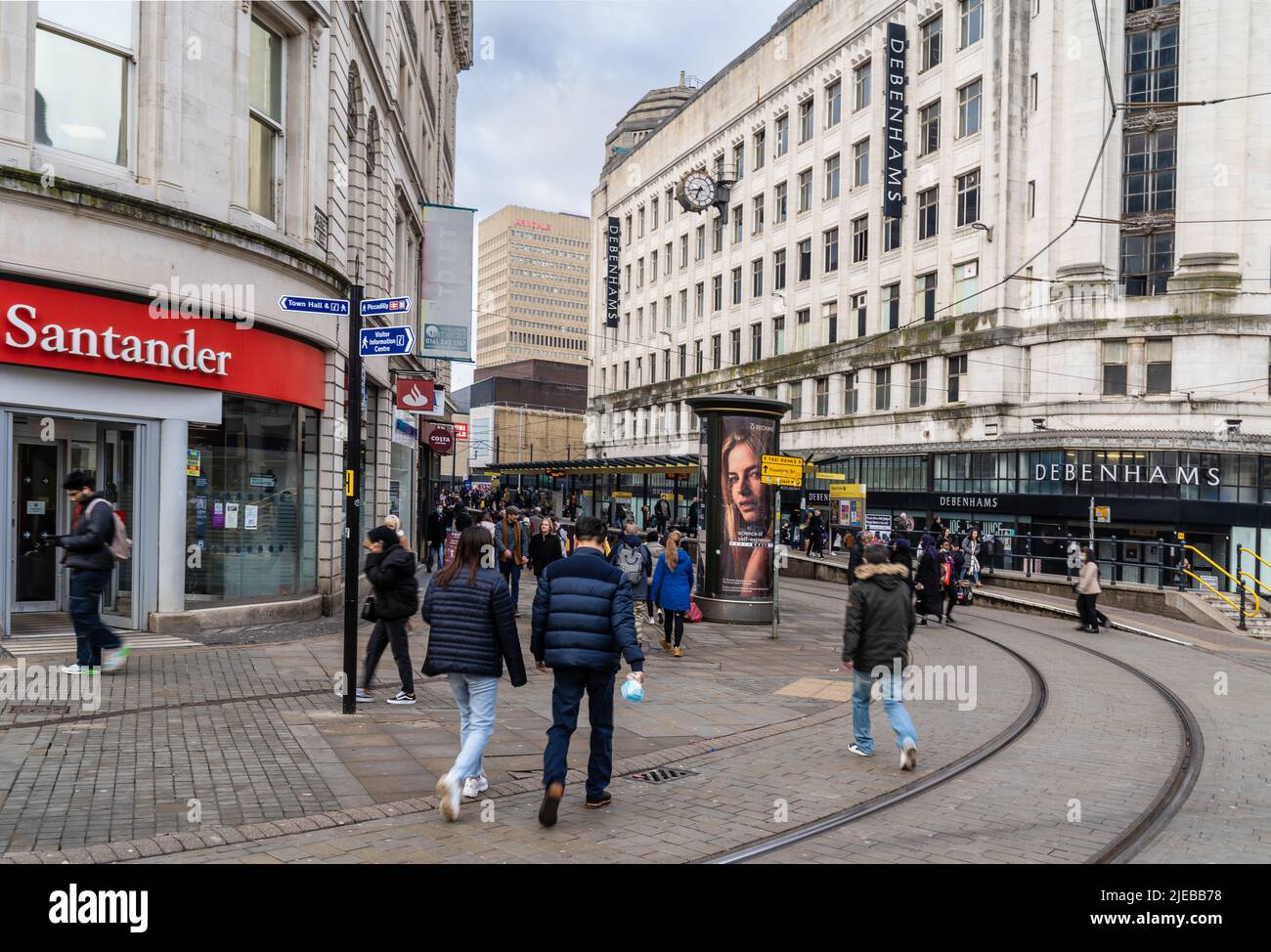 tramlines, market street manchester Stock Photo - Alamy