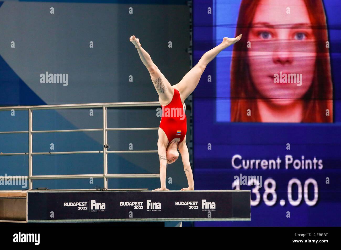 BUDAPEST, HUNGARY - JUNE 26: Sofiia Lyskun of Ukraine competing at the ...
