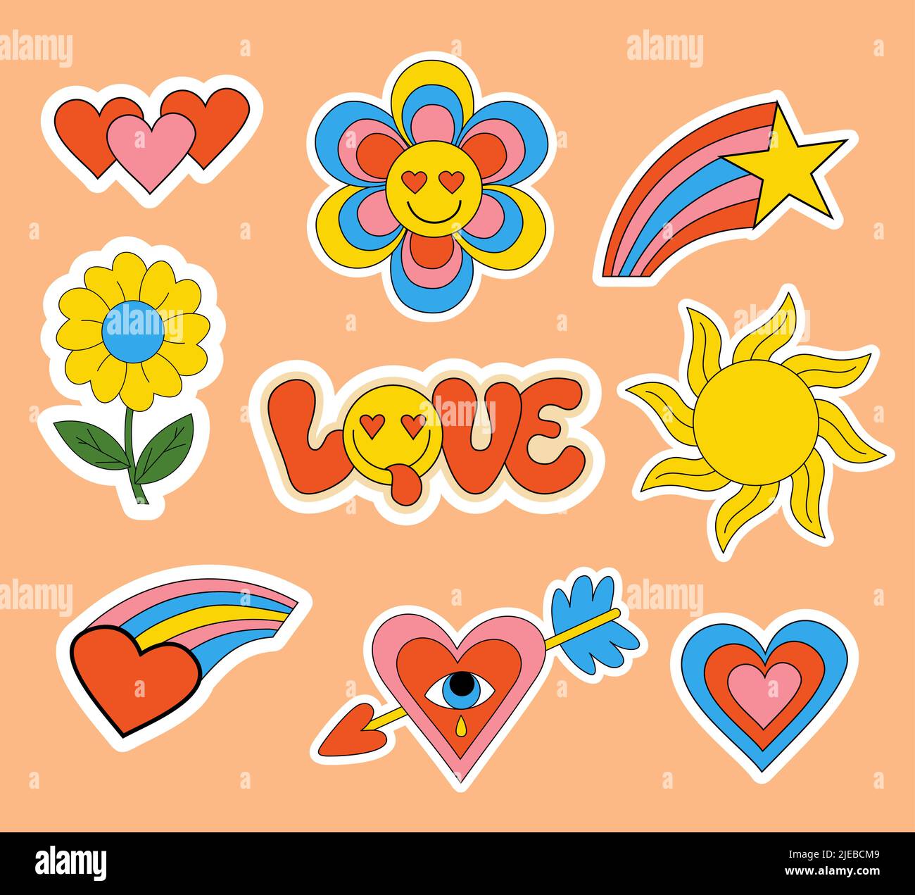 Funky hippy stickers hi-res stock photography and images - Alamy