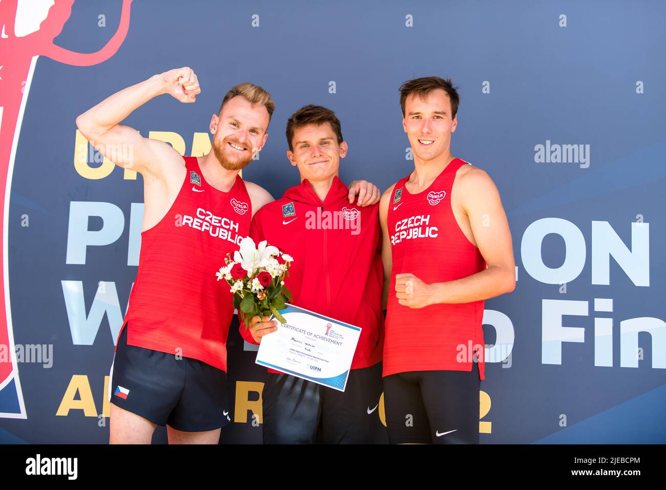 L-R Marek Grycz, Martin Vlach and Jan Kuf of Czech pose during the ...