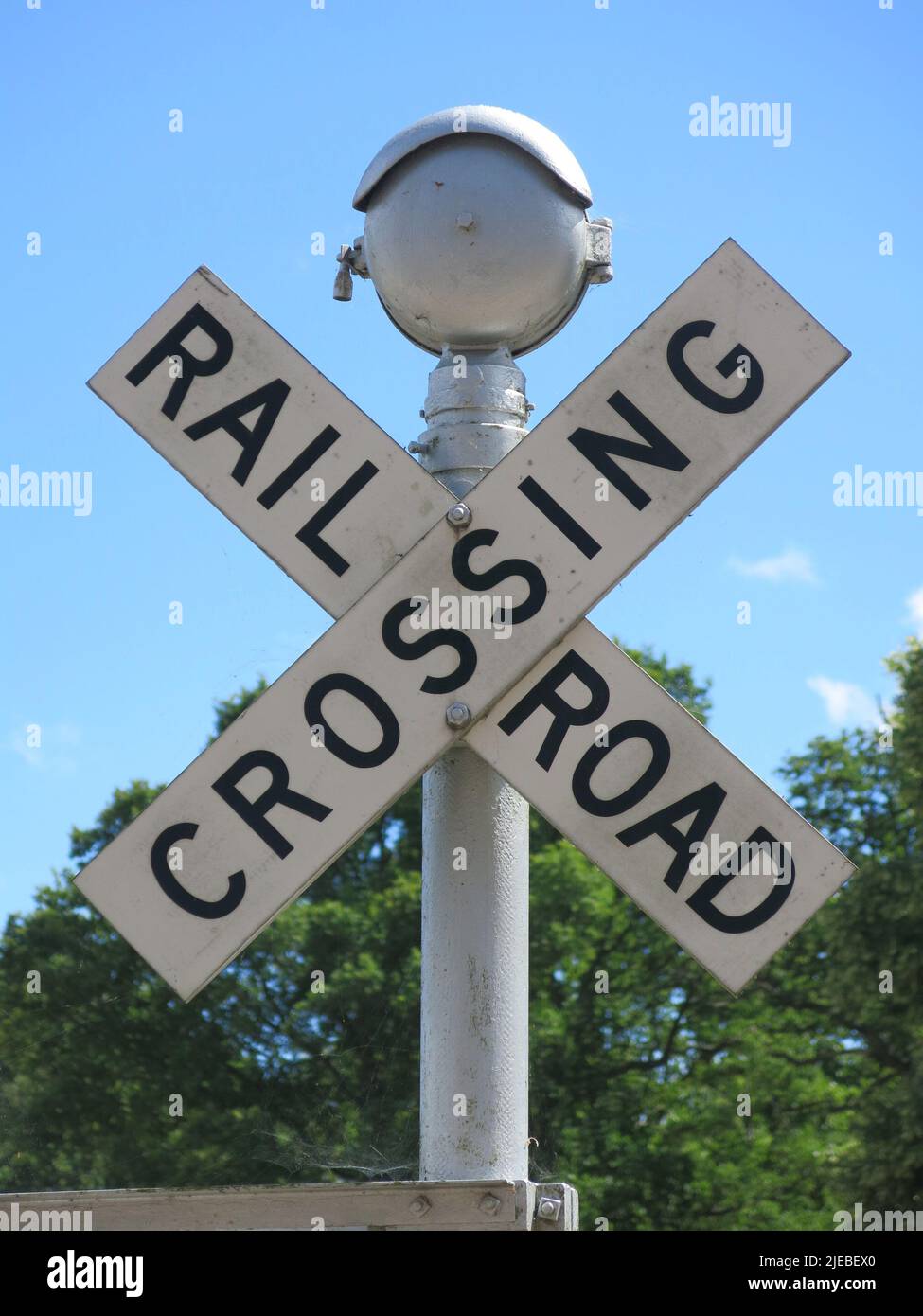 Vintage warning sign on the heritage railway at Fawley Hill: "Railroad ...